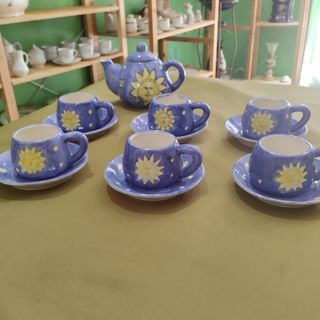 Servizio caffè 6 tazze dipinto a mano