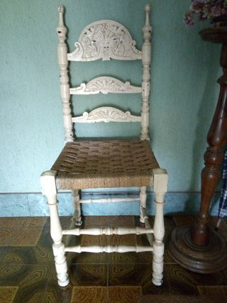 Sedia anni '50 in Legno e Vimini