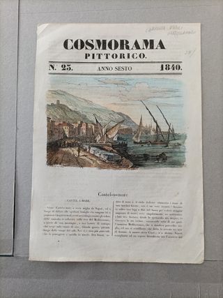 Stampa antica originale del 1840 Castellammare di 