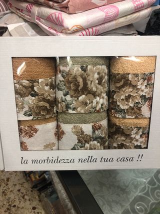 Tris scatola asciugamani 3 viso e 3 ospiti 