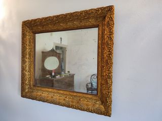 Specchio rettangolare con cornice classica oro