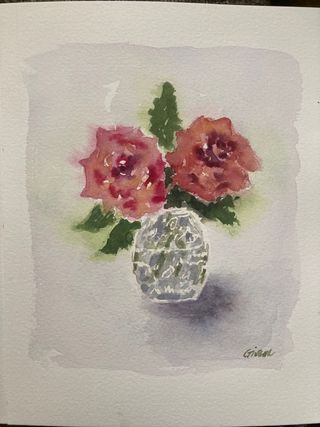 Pittura ad acquerello vaso di fiori 