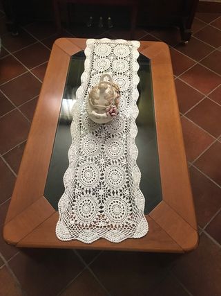 TAVOLINO DA SALOTTO IN CILIEGIO E CRISTALLO 