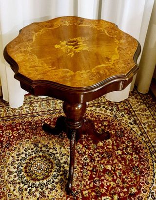 antico tavolino luigi filippo con intarsi floreali