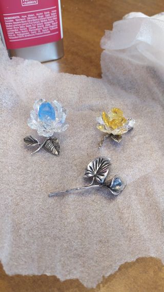 Fiori argento e vetro