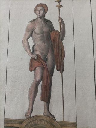 Stampa antica 1757 circa Antichità d'Ercolano