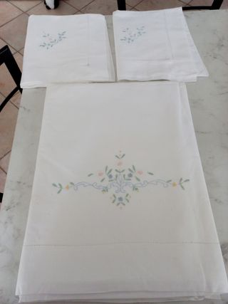 lenzuola matrimoniali sopra ricamato 