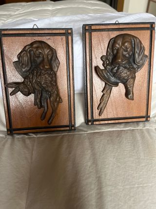 Coppia di quadretti cani da caccia