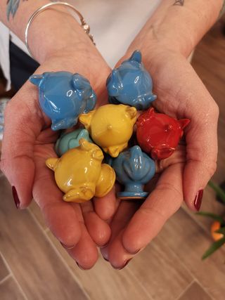 3 mini pumi portafortuna h 3,5 cm colori misti