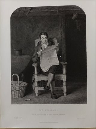 Stampa antica originale 1850 Ca. Il giornale