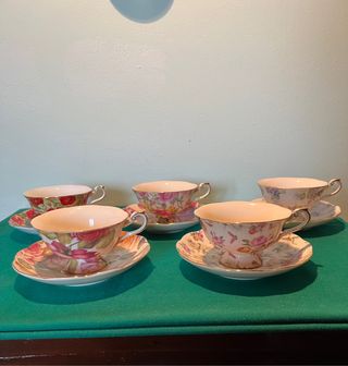 5 tazze floreali vintage 