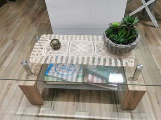 tavolino vetro e legno 