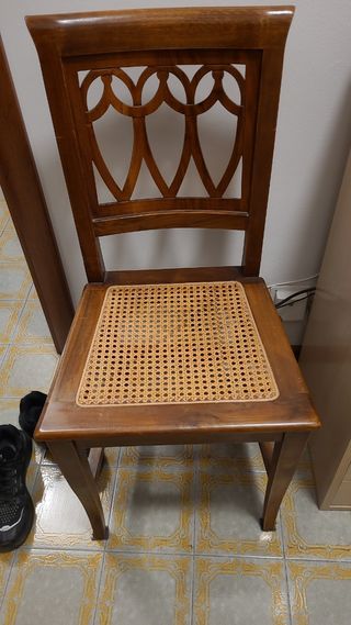 2 sedie legno massello con seduta in paglia 