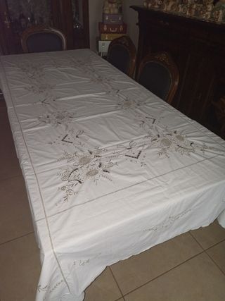 bellissima tovaglia vintage rettangolare ricamata 