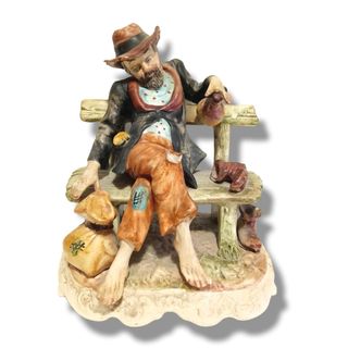 CAPODIMONTE statua ubriaco panchina vintage arredo