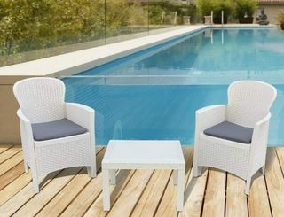 SET DA GIARDINO CON CUSCINI 3 PZ BIANCO
