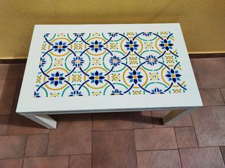 TAVOLO DA FUMO CON MENSOLA DECORATO A MANO