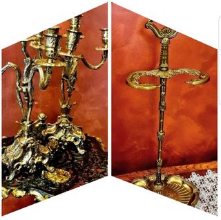 antico portaombrelli+coppia candelabri 4 luci