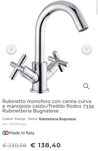 Rubinetto design Bugnatese NUOVO 