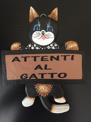 targhetta gatto in legno