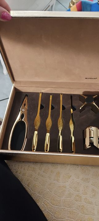 cofanetto crostacei set 7 pz oro skin golf plated