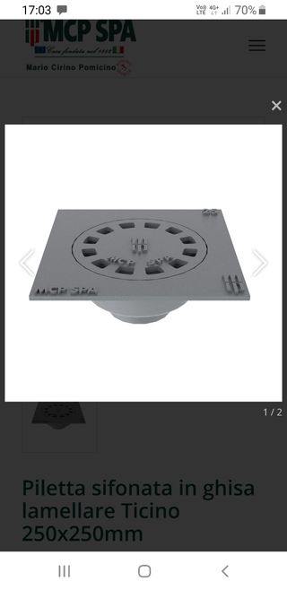 piletta sifonata in ghisa 