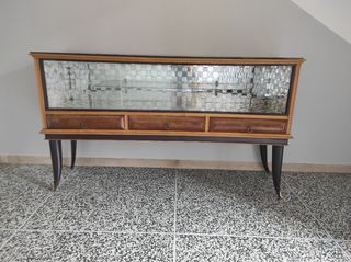 Credenza legno con interno specchi anni '40 - '50