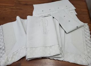 Lenzuolo +4 federe p.lino antico 