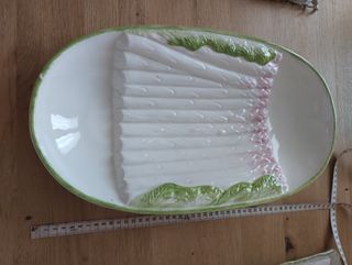 set x asparagi in ceramica decorata a mano