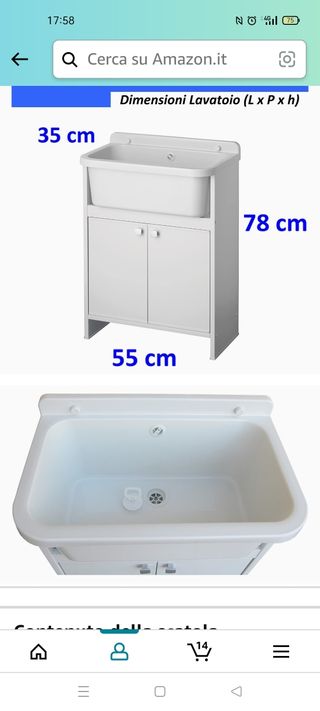 Lavatoio con mobile in resina mai montato