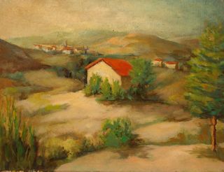 Quadro paesaggio con casa