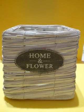 Cesta in vimini bianco shabby chic