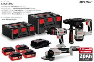 Trapano, tassellatore e smerigliatrice 20V