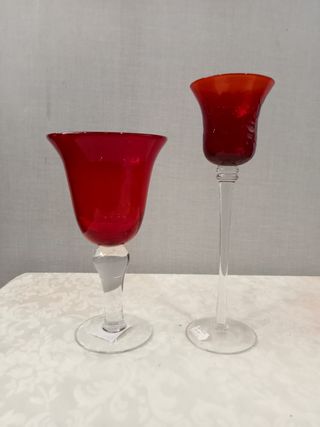 Set calici vintage in vetro rosso