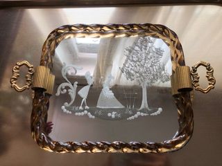 Vassoio bronzo antico in vetro di Murano