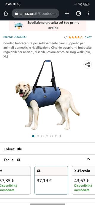 Pettorina per cani disabili/anziani di taglia XL