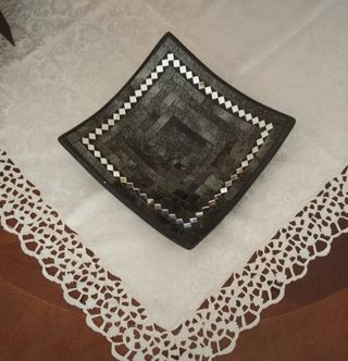 Soprammobile svuotatasche nero e grigio glitterato