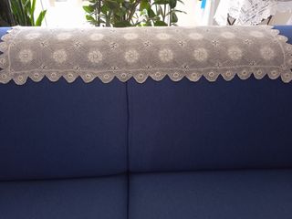 centro all'uncinetto bianco lungo tipo Raner