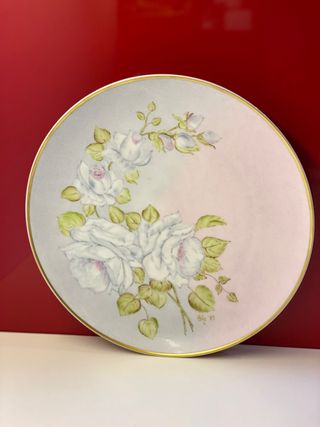 Piatto porcellana dipinto a mano con rose