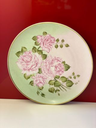 Piatto porcellana dipinto a mano con rose
