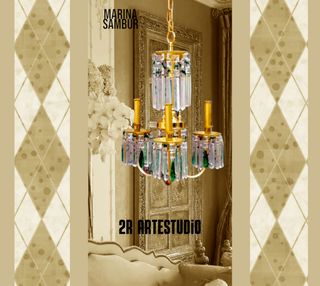 lampadario con cristallo,anni 70.Italia