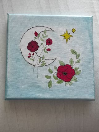 quadro ricamato e dipinto