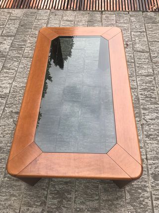 TAVOLINO DA SALOTTO IN CILIEGIO E CRISTALLO