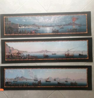 Set 3 gouache di Napoli Stampa