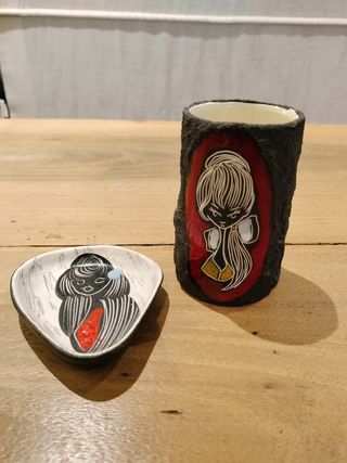 Vasetto e posacenere in ceramica