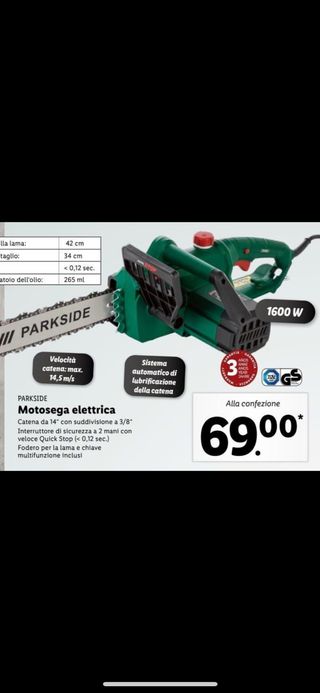 MOTOSEGA ELETTRICA PARKSIDE NUOVA MAI APERTA