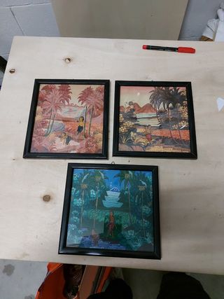 3 quadretti dipinti isola di bali