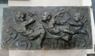 Pesante lastra in bronzo firmata cm. 23x45 vintage