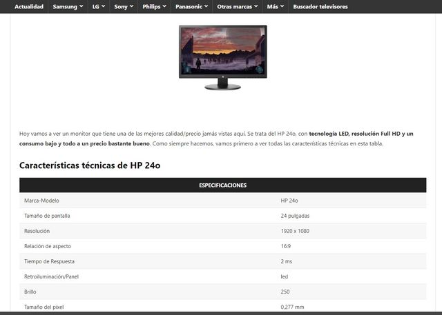 Monitor HP 24o Full HD (1920x1080 pixeles) de segunda mano por 80 EUR ...
