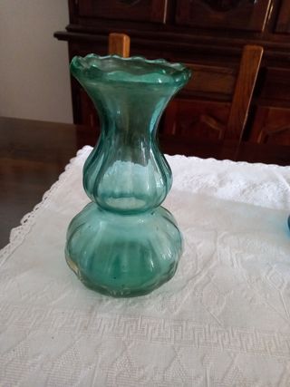 vaso vintage in vetro verde
